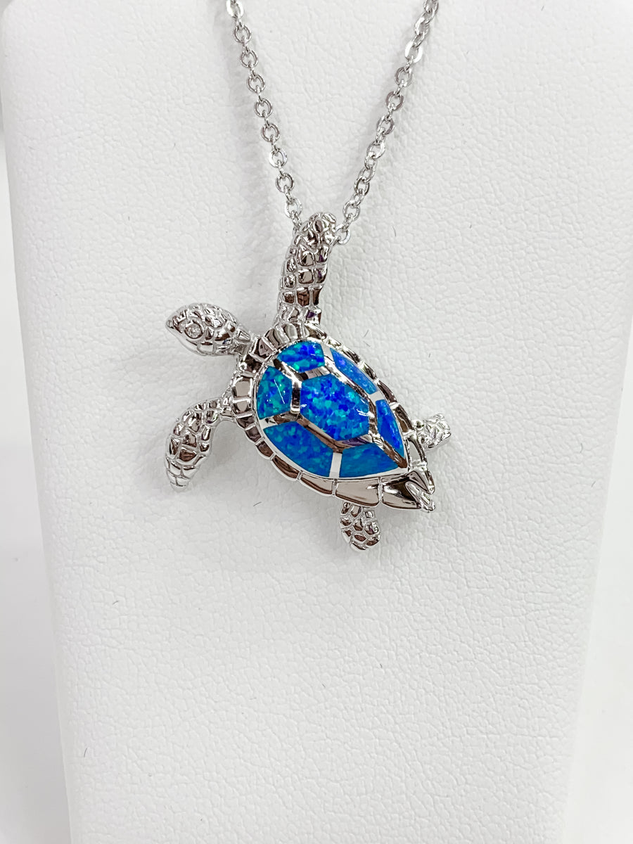 Ornate Sea Turtle Pendant – Silver and Gold - Key West