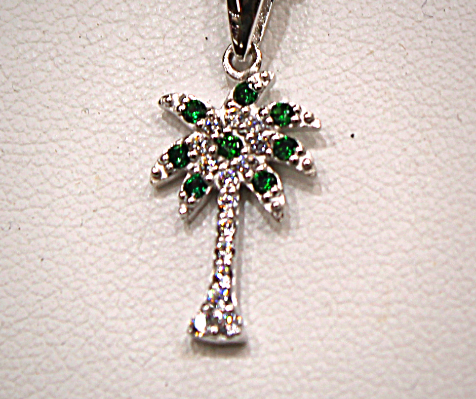 Sterling Silver Small Palm Tree Necklace – Silver and Gold - Key West